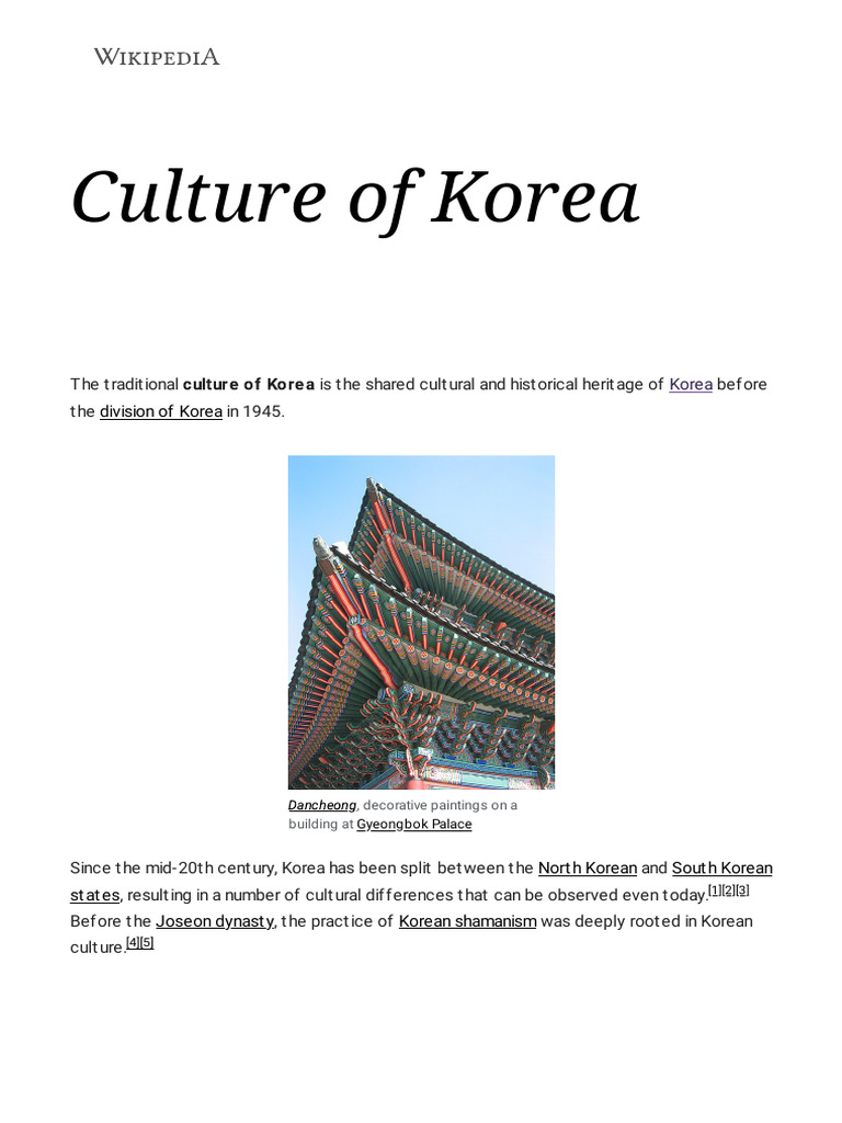 Culture of Korea - Wikipedia | PDF | Korean Cuisine | Korea