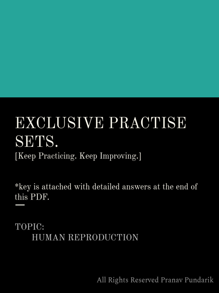 Practise Sets. Human Reproduction Pranavlive | PDF | Menstrual Cycle ...