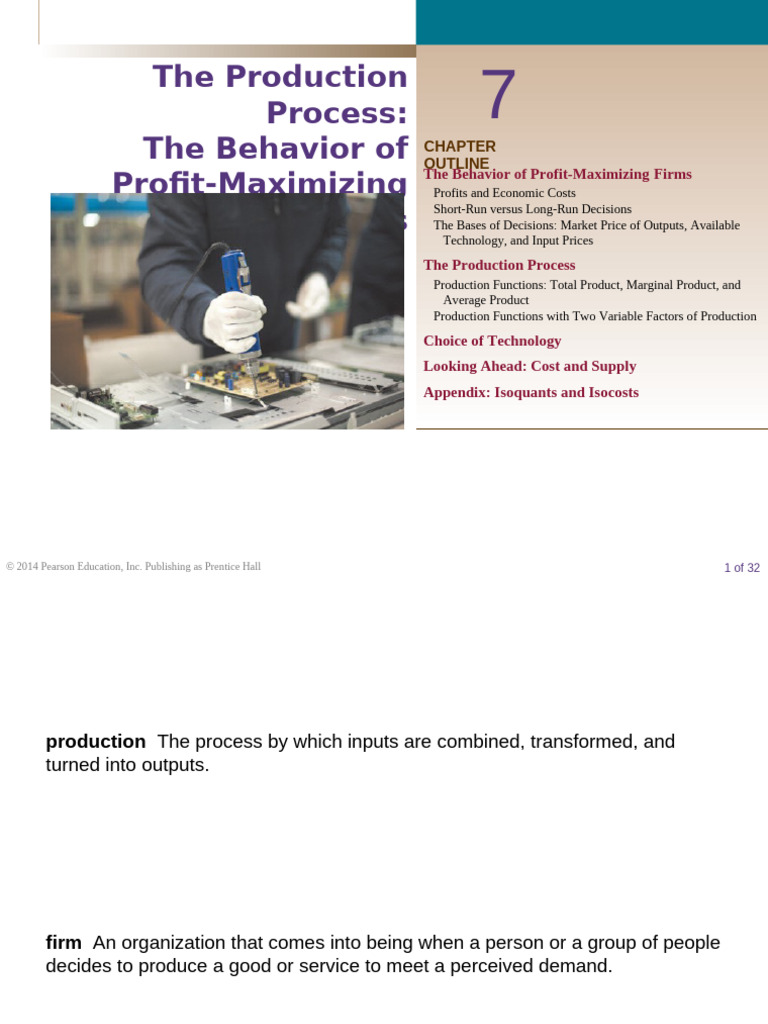 Chapter 7 - Production Process - Behavior of Profit-Maximizing Firms ...