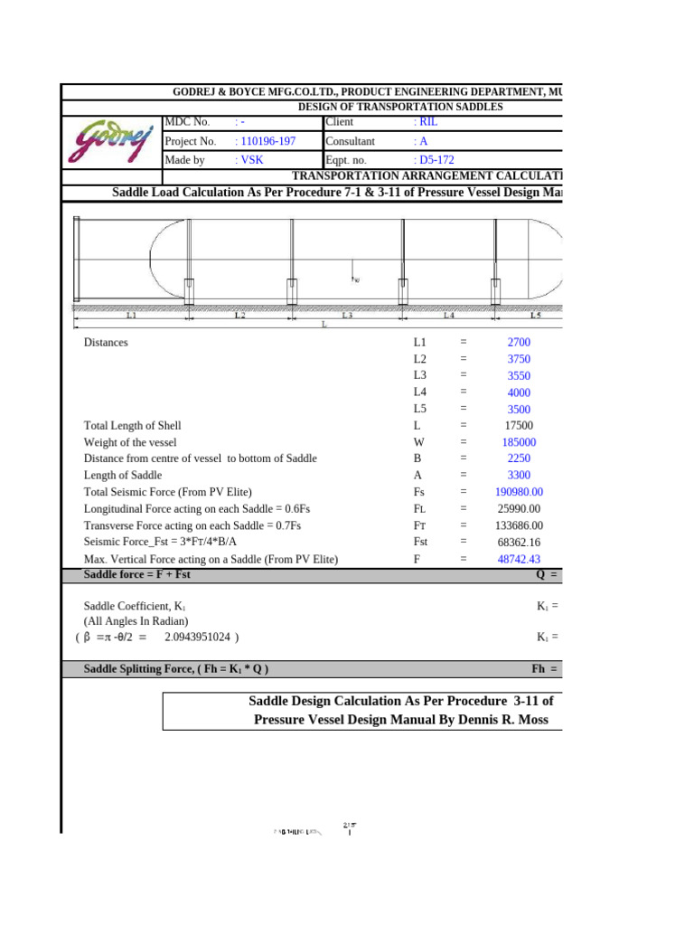 Saddle Calculation For Wide Base SAddles | PDF | Deformation (Mechanics ...