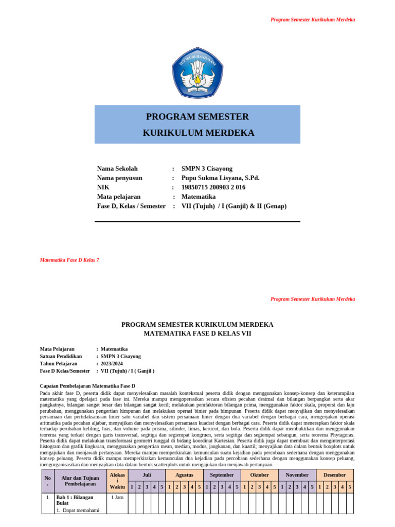 PROMES Kurikulum Merdeka | PDF