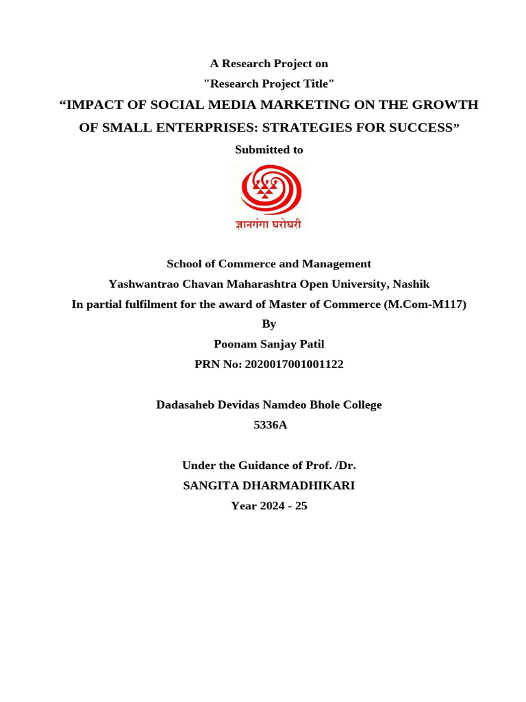 Social Media Marketing Project Report | PDF | Popular Culture & Media ...