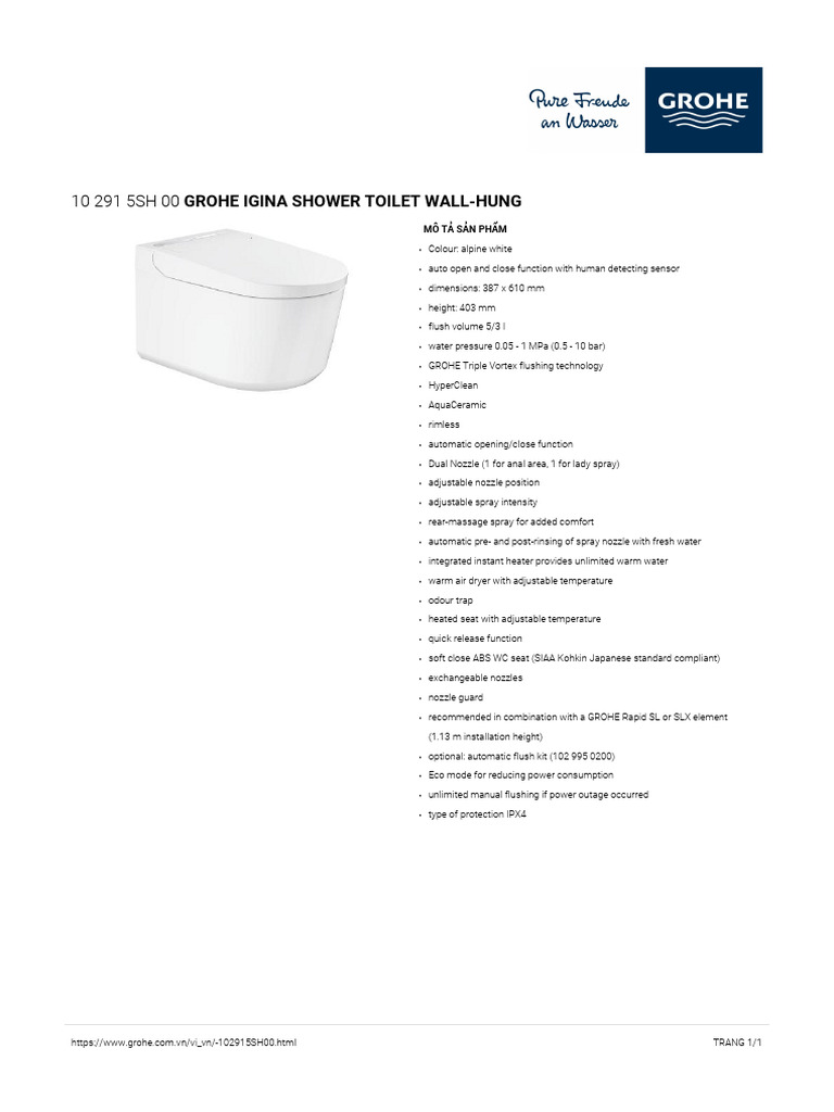 GROHE Specification Sheet 102915SH00 | PDF