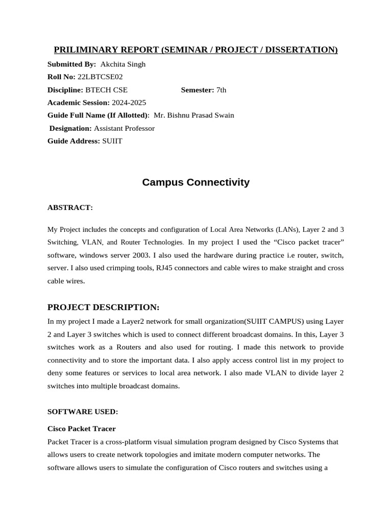 Campus Connectivity Synopsis1 | PDF | Computer Network | Network Switch