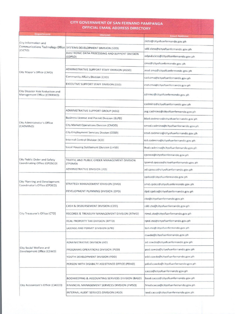 CGSFP Office Email Directory | PDF