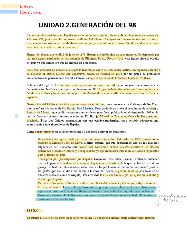 GENERACIÓN DEL 98 Modificado | PDF