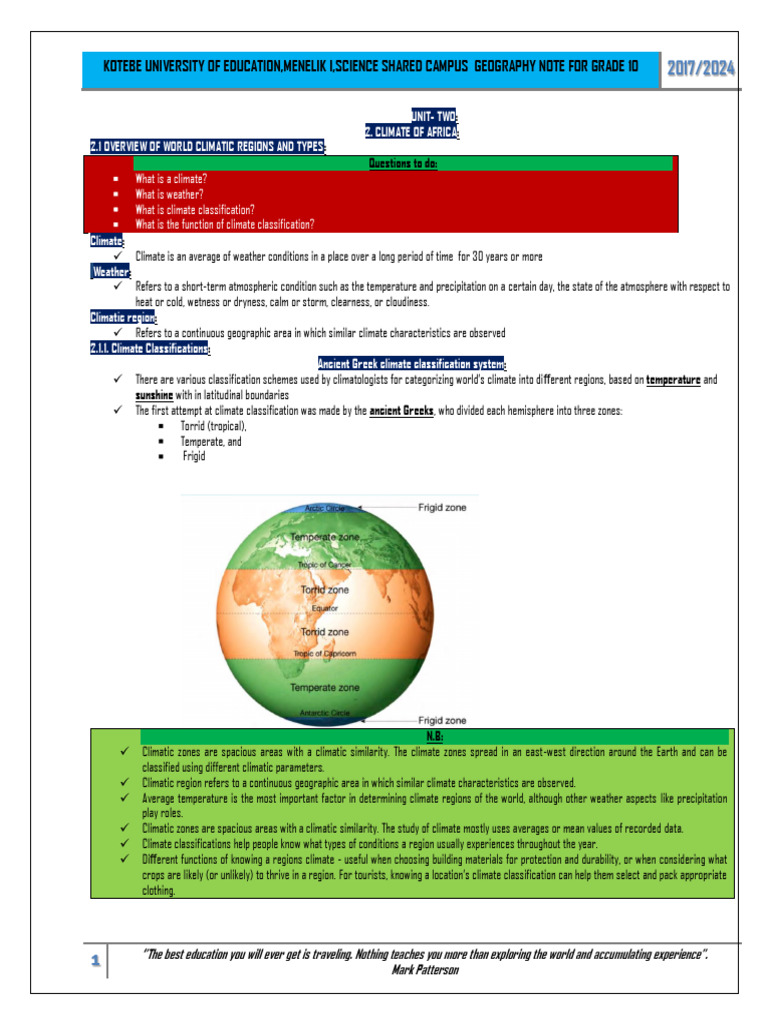 Geo-10-Unit-Two @SSC (1) | PDF | Subtropics | Temperate Climate