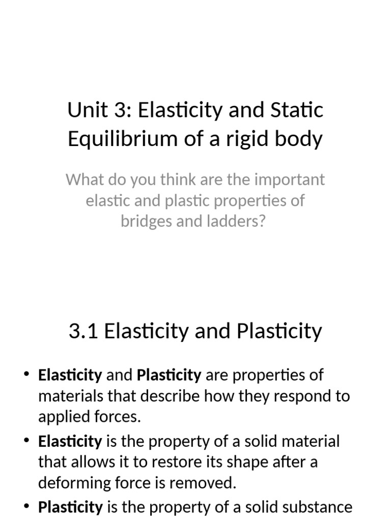 Elasticity and Plasticity Explained | PDF | Elasticity (Physics ...