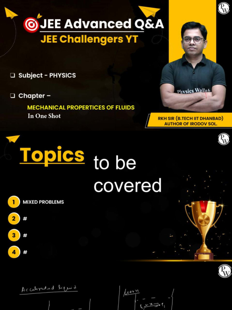 Mechanical Properties of Fluids - Class Notes - JEE Challengers | PDF