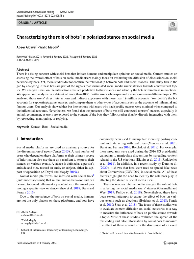 bots article | PDF | Social Media | Popular Culture & Media Studies