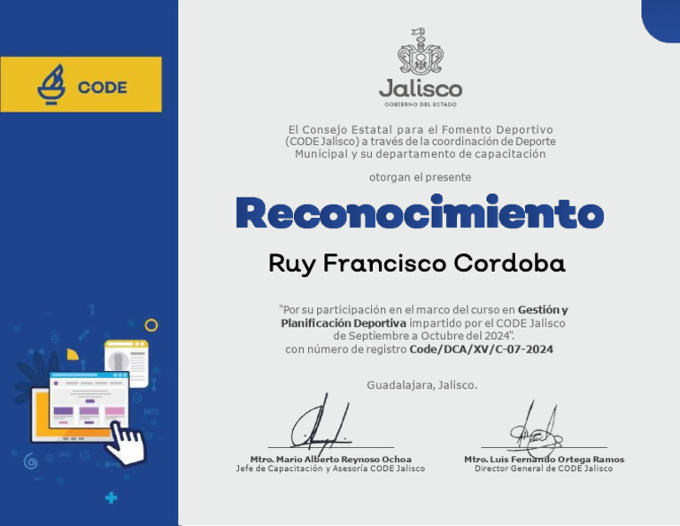 Reconocimiento 2. Code Gestino Deportiva-119 | PDF
