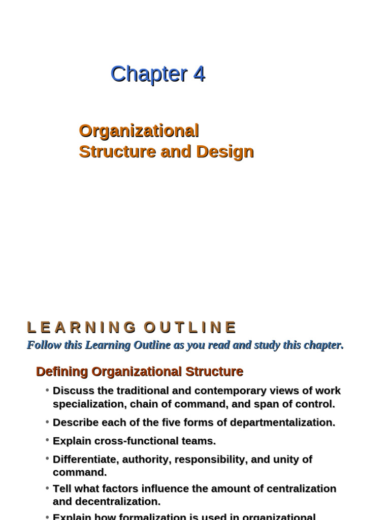 chapter 4 Organizational Structure and Design | PDF | Organizational Structure | Business