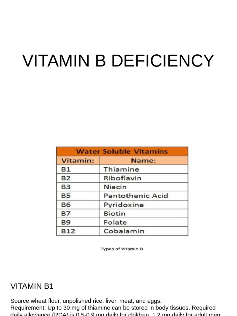 Vitamin b Deficiency | PDF | Vitamin B12 | Diseases And Disorders