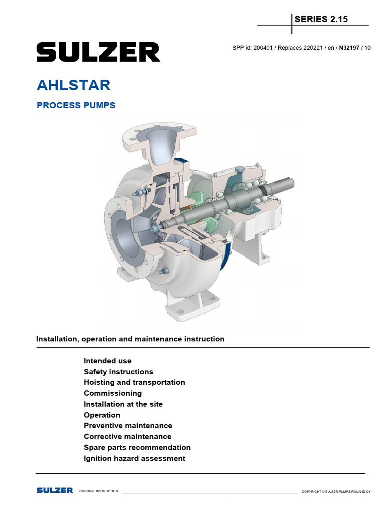 AHLSTAR_IOM_ISO_EN | PDF | Pump | Safety