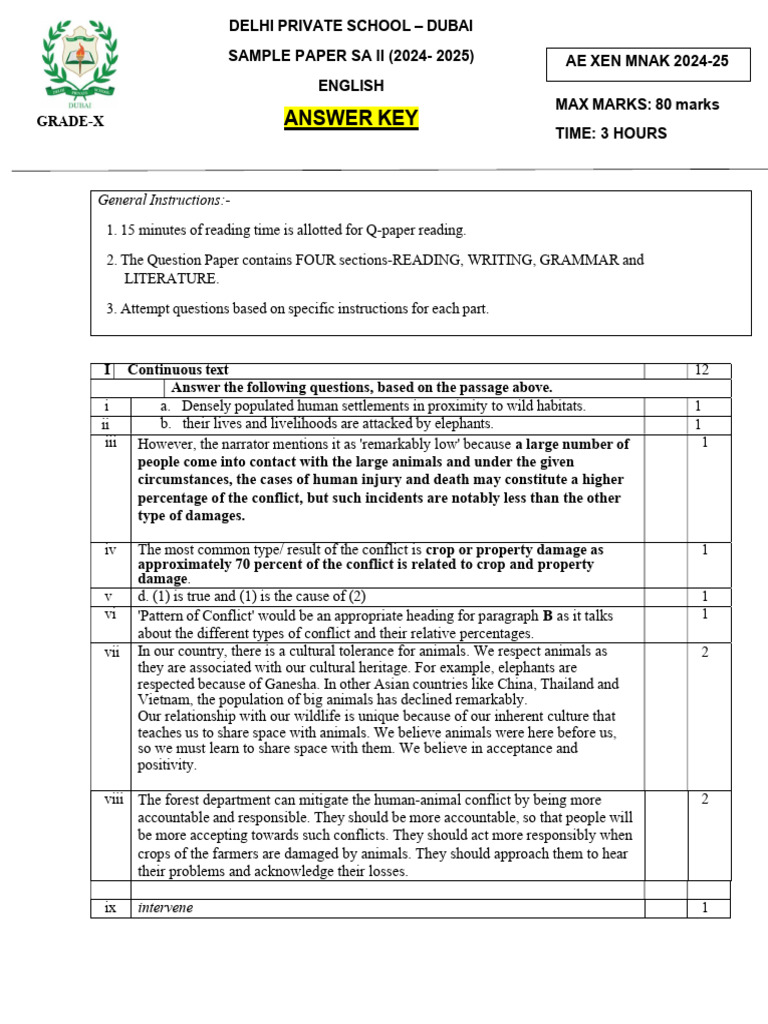 G 10 ENG - Sample Paper SA2 AK - 2024-25 | PDF | Hiking | Trail