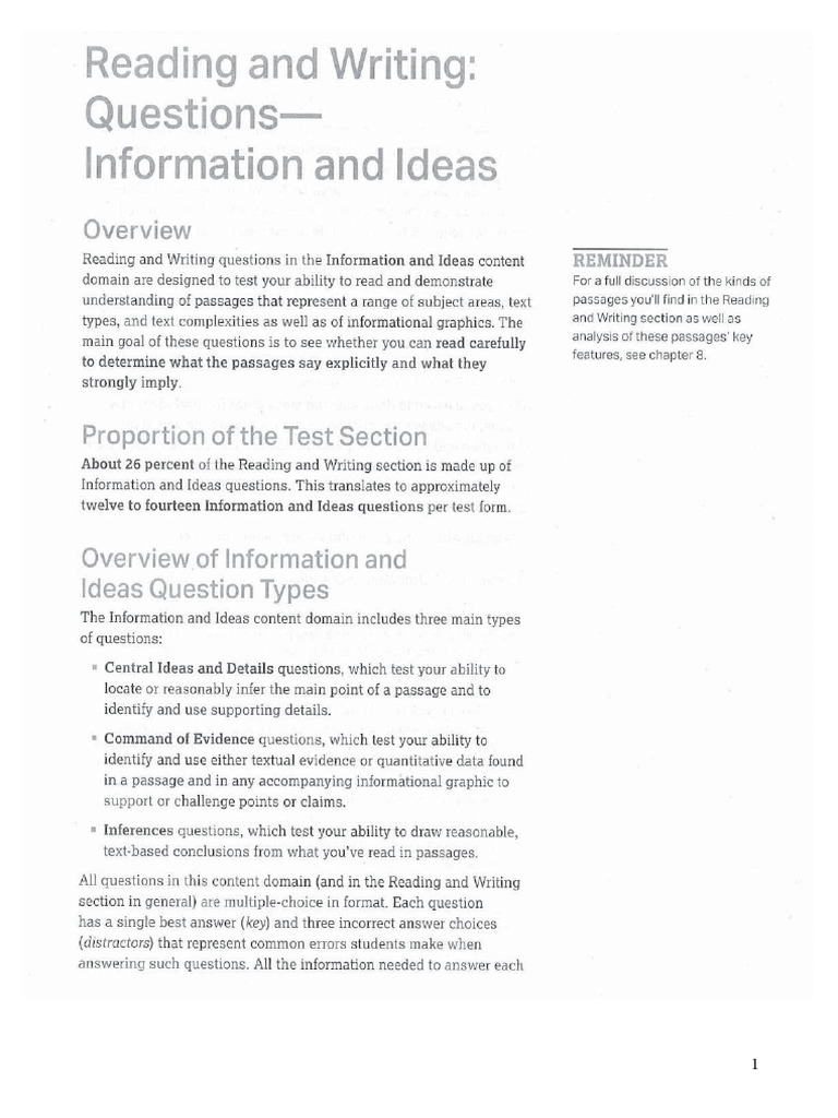 1. 1 Information and Ideas - Overview - DSAT English - Reading and ...