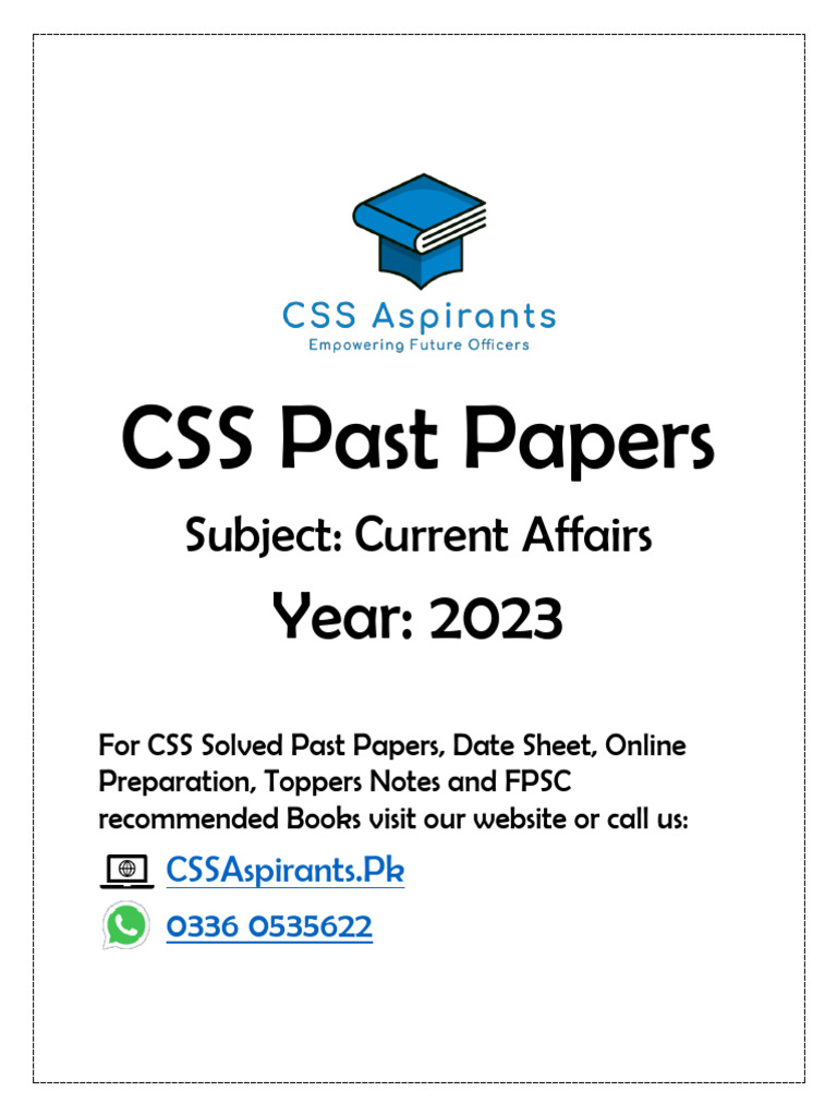 Current Affairs CSS Past Papers 2023 | PDF