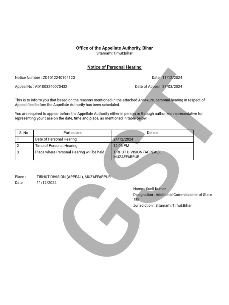 Notice of Personal Hearing (2) | PDF