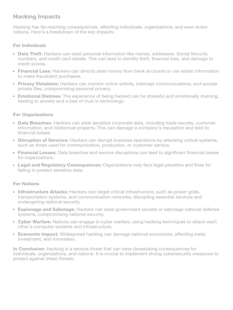 Consequences of Hacking Explained | PDF