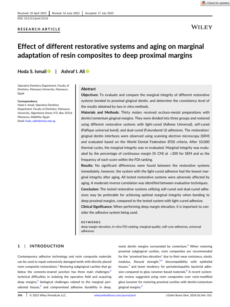 Marginal Integrity of Resin Composites | PDF | Dental Composite ...