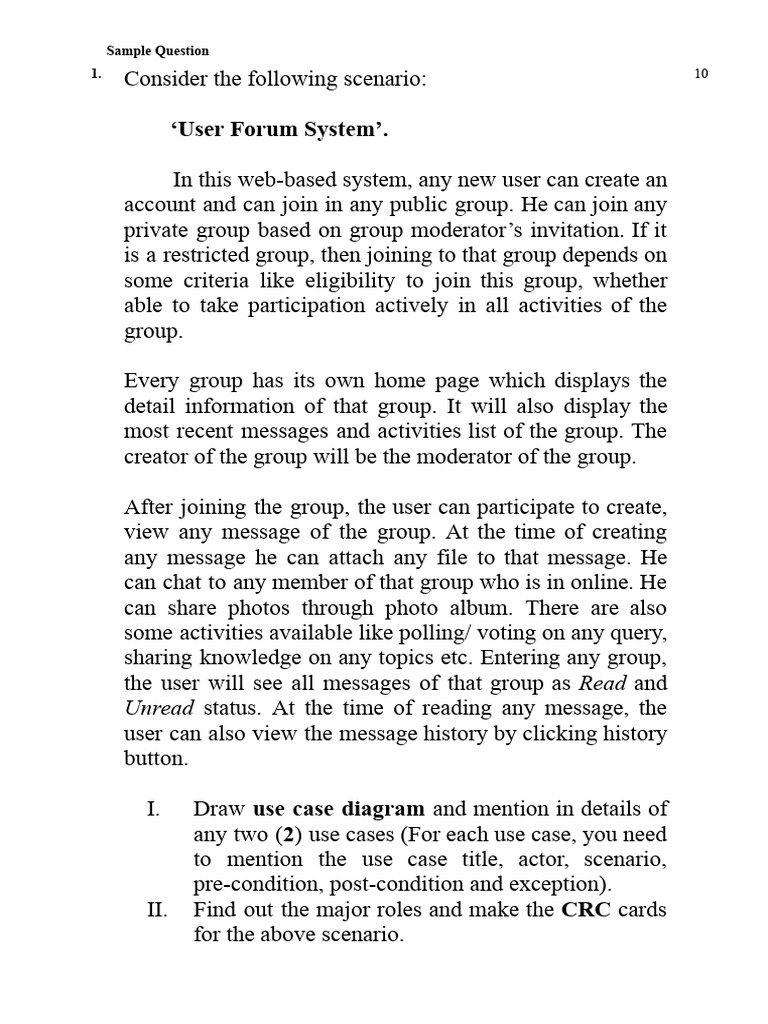 Sample Question of Usecase | PDF