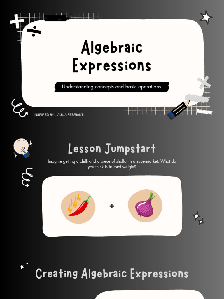 Algebraic Expressions Basics | PDF | Algebra | Variable (Mathematics)