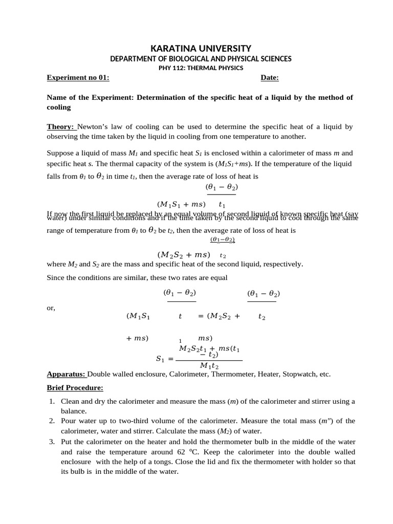 PHY 112 Practical | PDF | Heat | Temperature