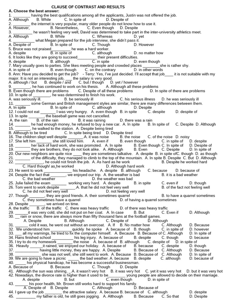 Clause-Of-Contrast-And-Results 2 | PDF