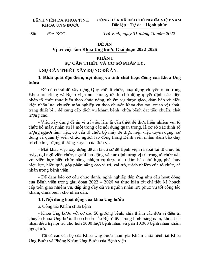 De An VI Tri Viec Lam Khoa Ung Bướu | PDF