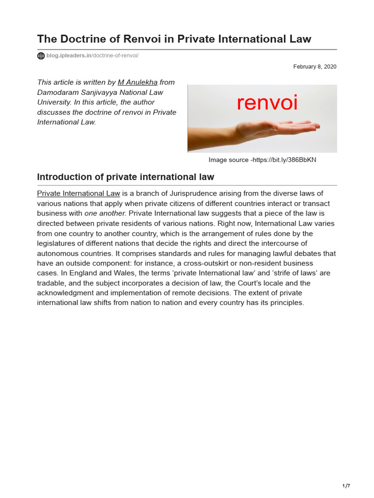 Blog - Ipleaders.in-The Doctrine of Renvoi in Private International Law ...