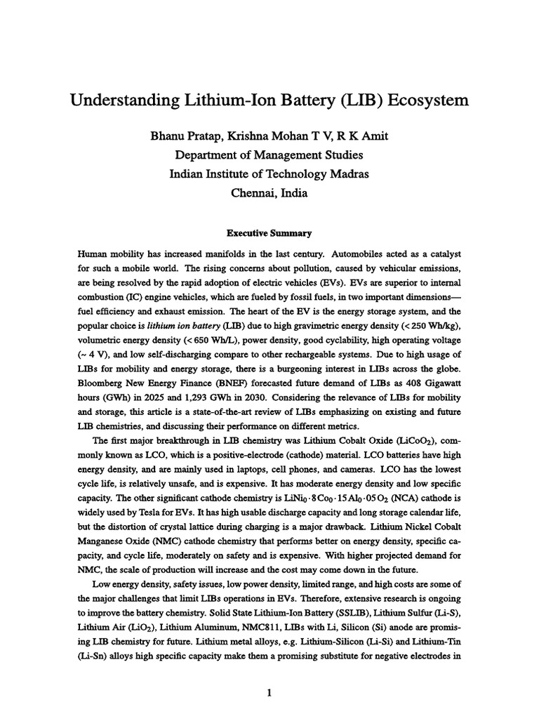 Battery Project Report IITM | PDF | Nickel | Cobalt