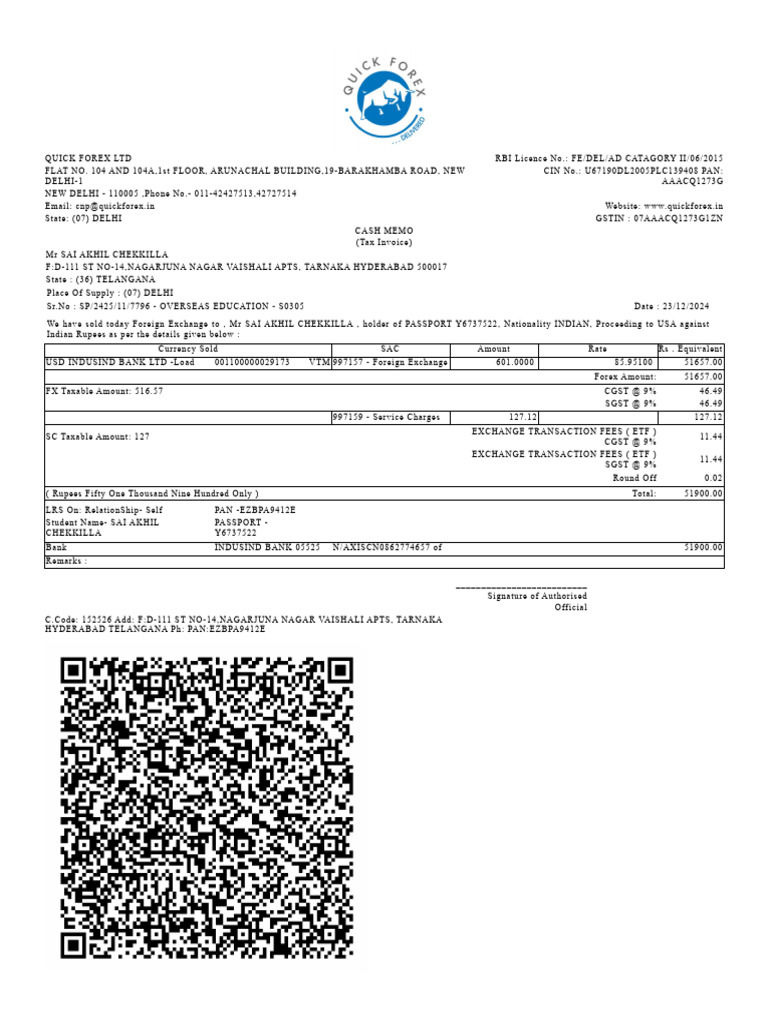 Cash Memo (4) | PDF | Foreign Exchange Market | Service Industries