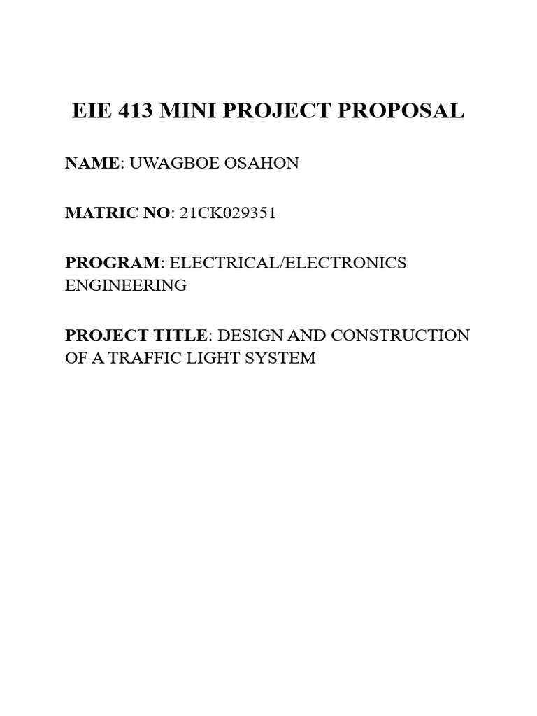 Osahon Mini Project | PDF | Traffic Light | Traffic
