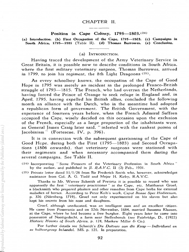 1935 Position in Cape Colony 1795 1803 | PDF | Cavalry | Military ...