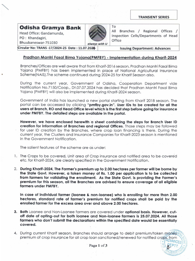 Pmfby Trans - 17 - 11-07-2024 | PDF