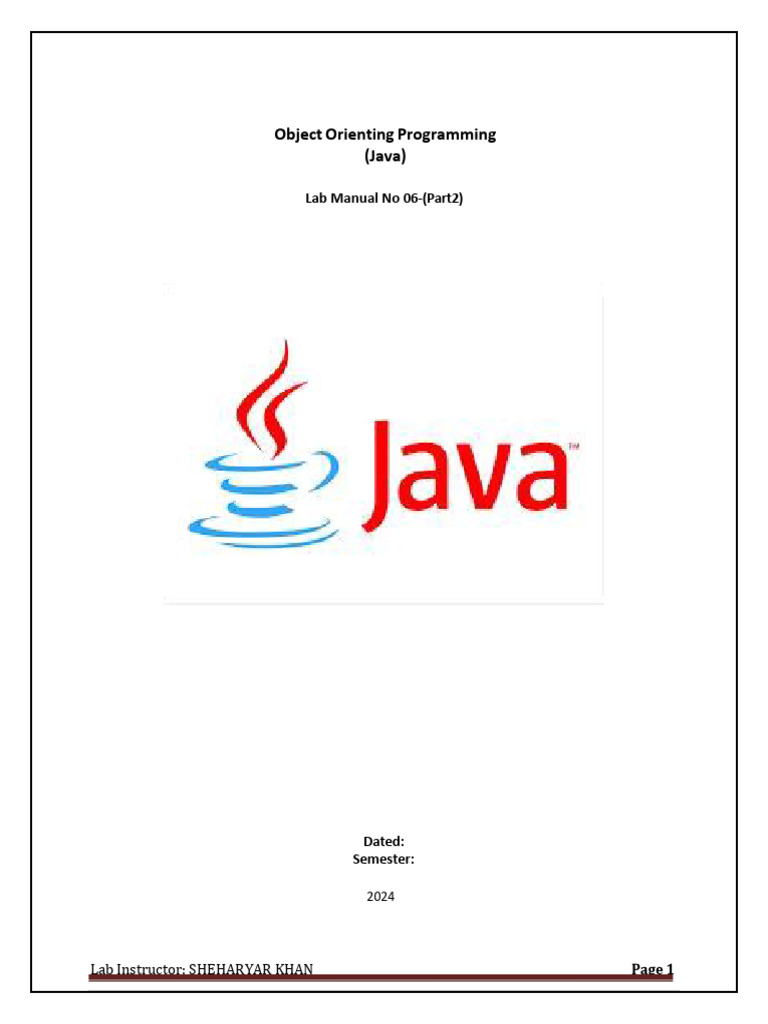 Lab Manual 13_Updated | PDF | Method (Computer Programming) | Class (Computer Programming)