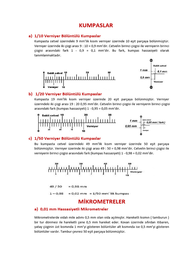 İMM-153 Kumpas-Mikrometre Hassasiyetleri | PDF