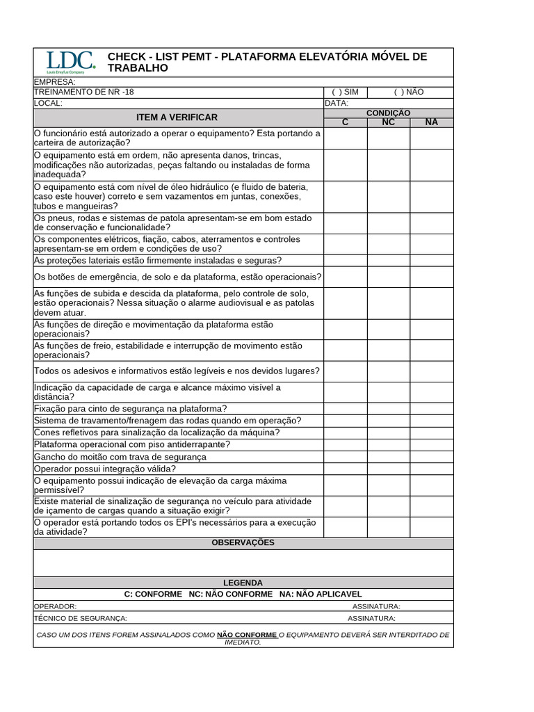 Check list de PEMT | PDF | Freio