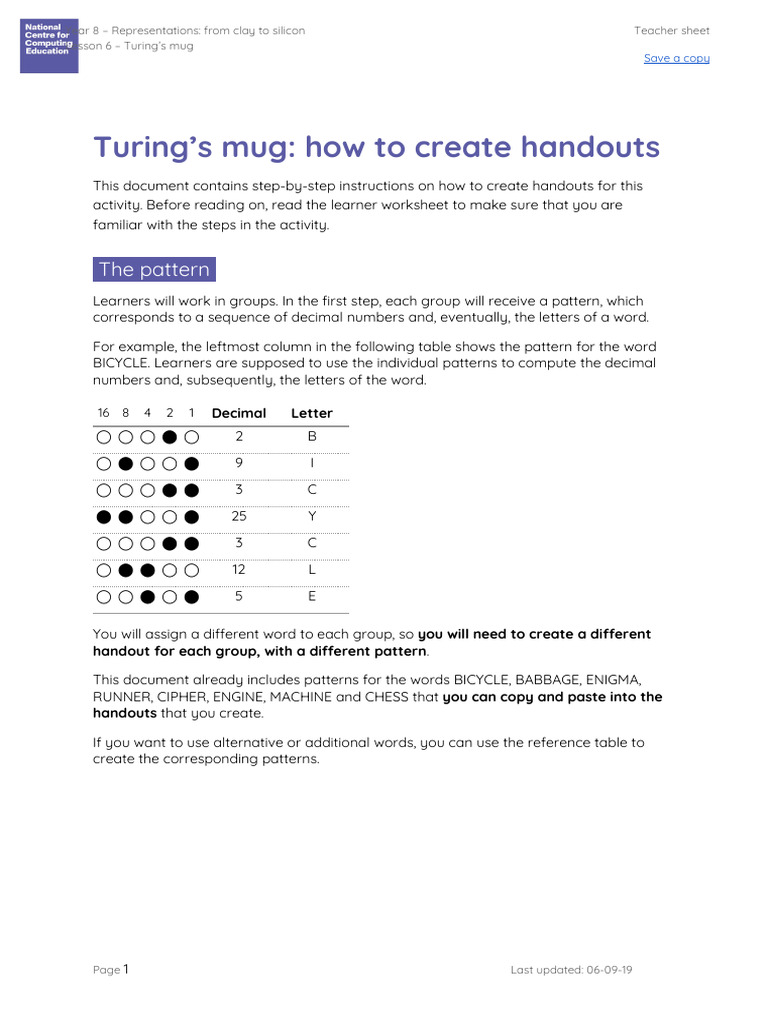 A2 Teacher notes – Turing_s mug | PDF | Alan Turing | Computing
