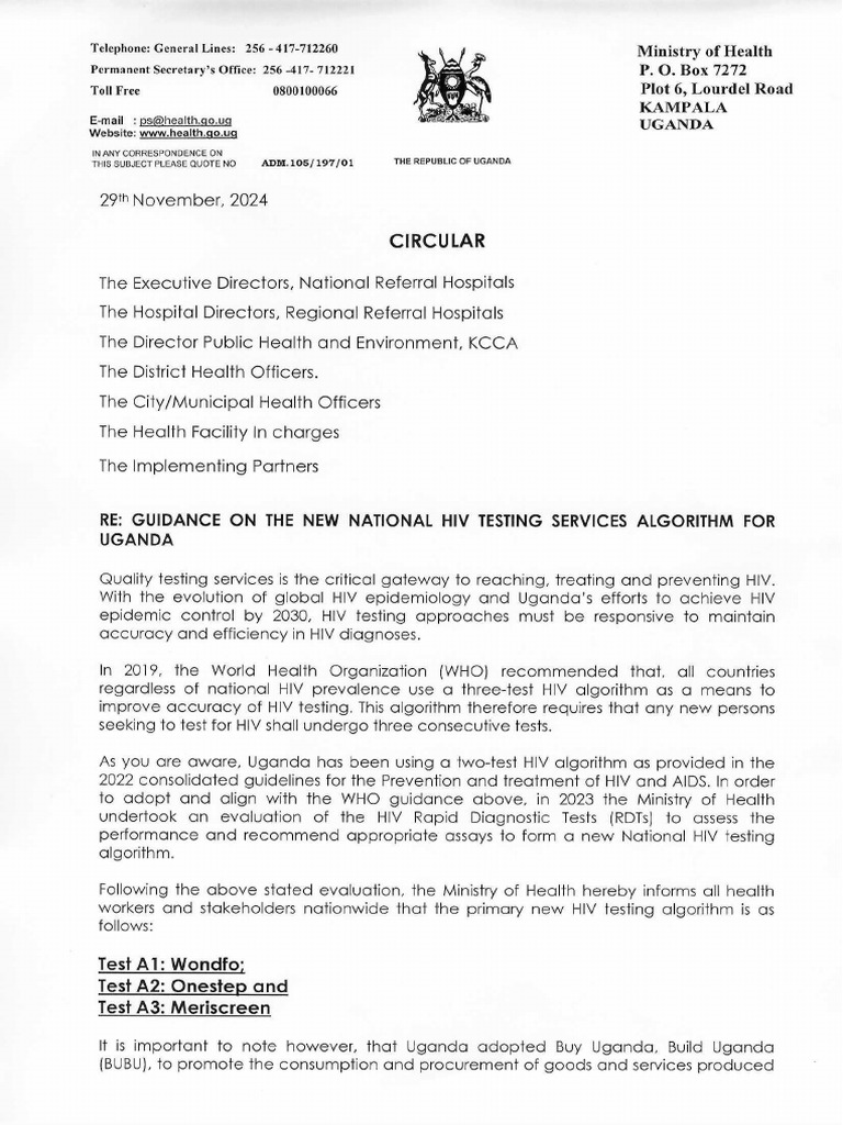 New HIV TEST ALGORITHM MOH | PDF