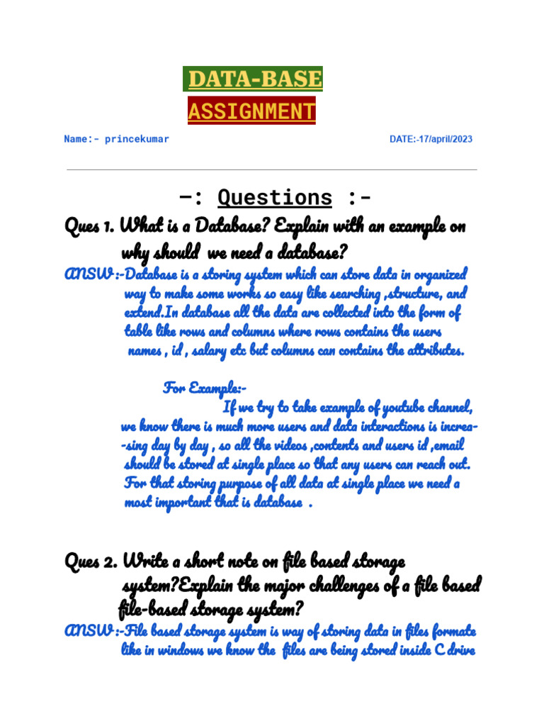 DATABASE ASSIGNMENT | PDF | Conceptual Model | Data Model DATABASE ASSIGNMENT | PDF | Conceptual Model | Data Model