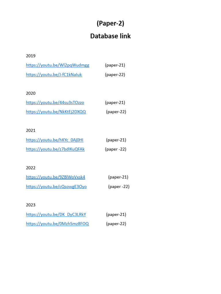 Database Link For Grade 8 and 9 2019-2023 | PDF