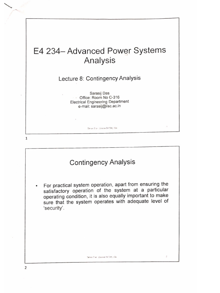 Lecture8 Contingency Analysis | PDF