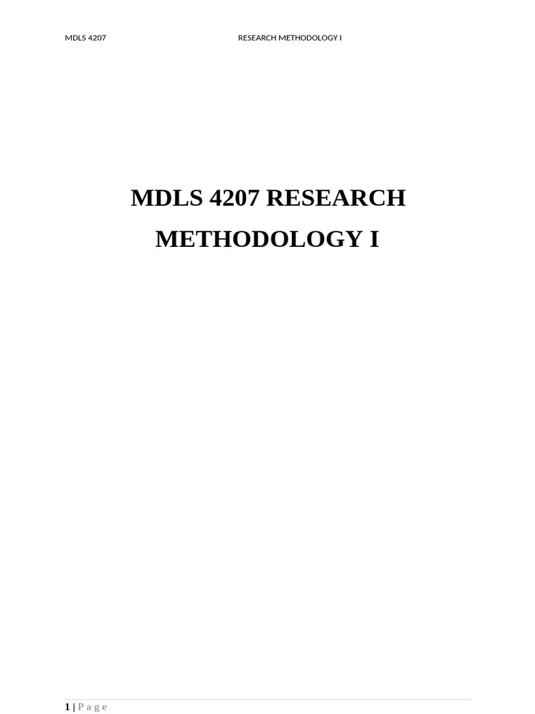 Mdls 4207 Research Methodology I | PDF | Hypothesis | Sampling (Statistics)