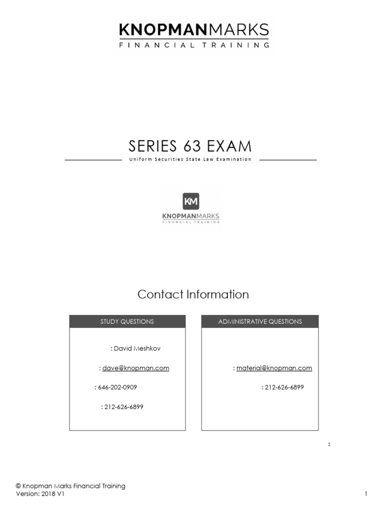 Lesson 01 Introduction Series 63 2018 v1 850 2 | PDF | Financial Adviser | Securities (Finance)