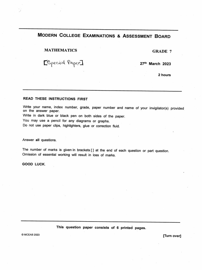 Maths Special Paper | PDF