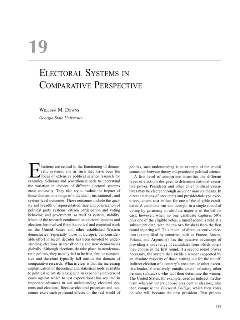 Downs - Electoral Systems | PDF | Elections | Voting