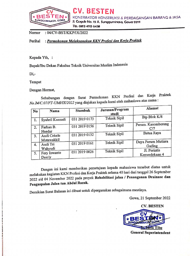 Surat Balasan KKN Shayril | PDF