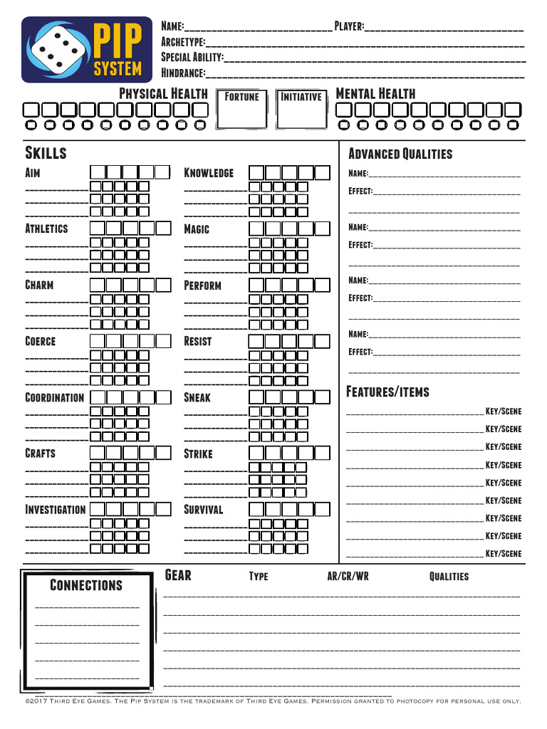 RPG Character Sheet Template | PDF