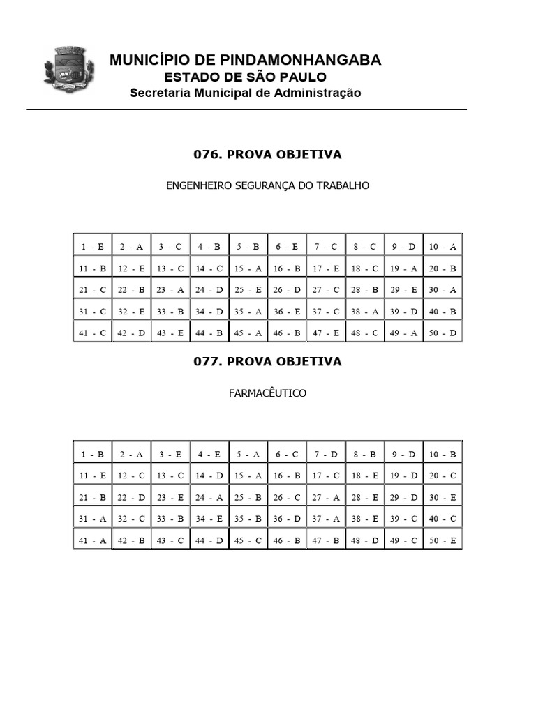 Gabarito Prova | PDF